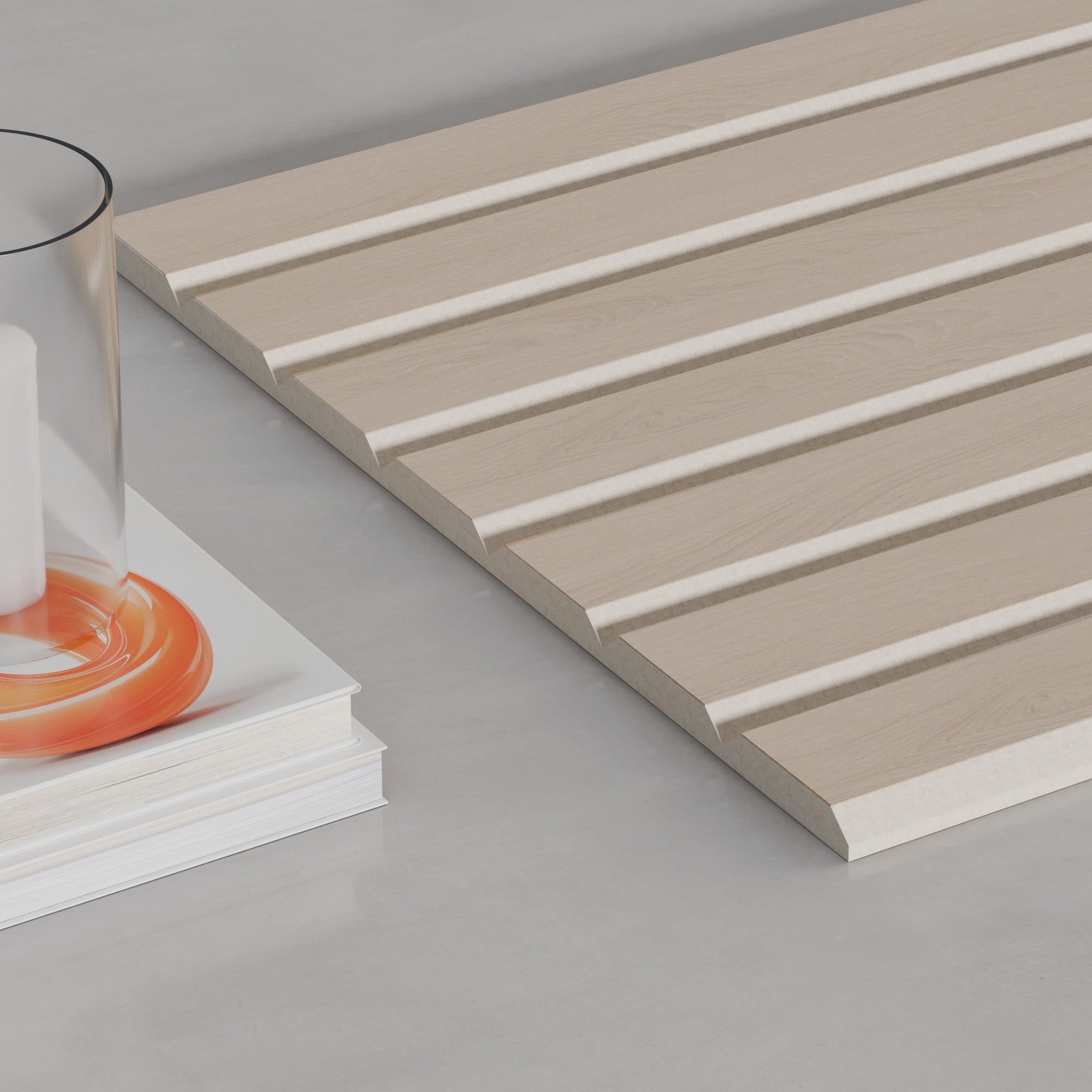 Maple 8ft 94.49" Wood Slat Ultralight Flexible Wall Panels‚ Beige Felt