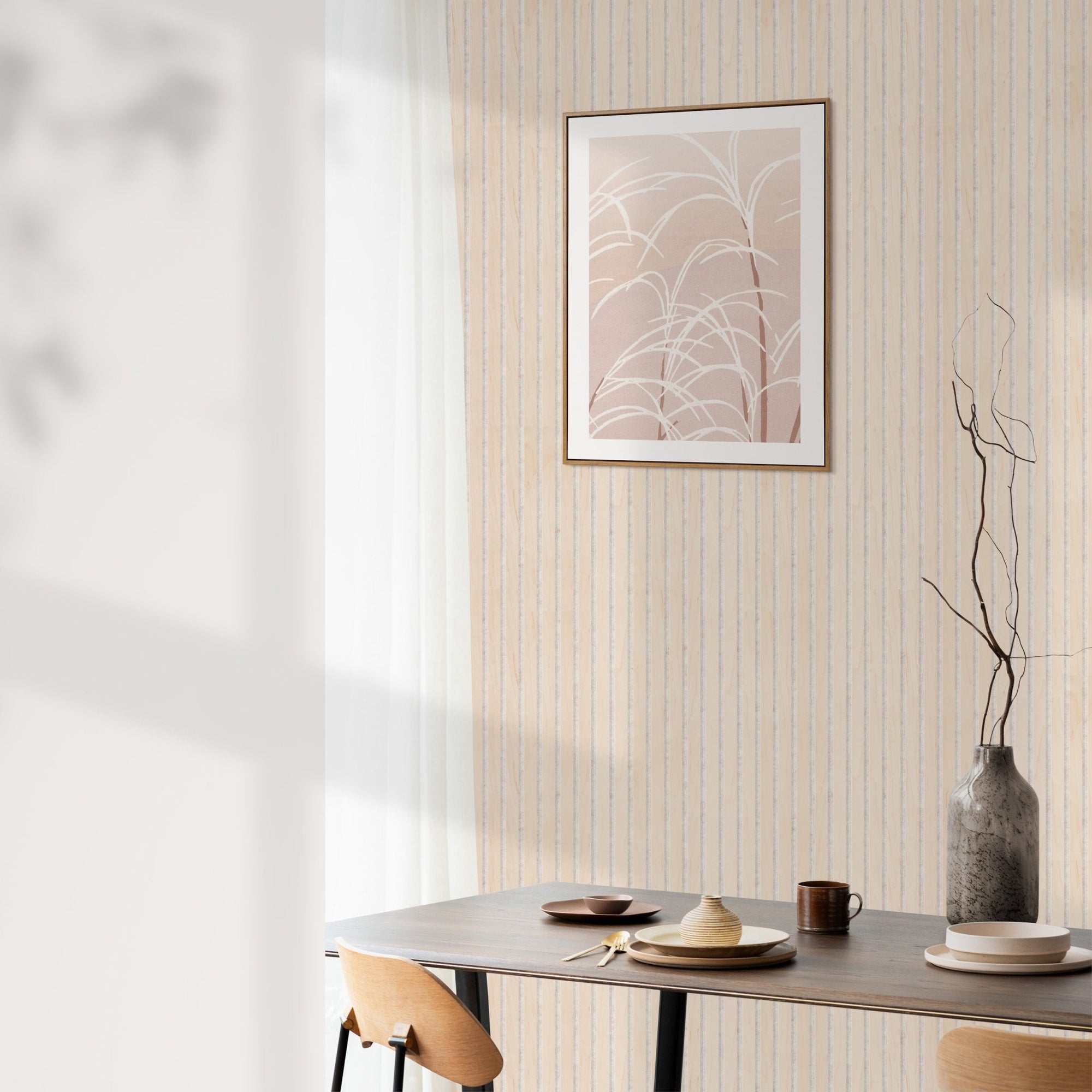 Maple 9ft 106" Wood Slat Ultralight Flexible Wall Panels‚ Beige Felt