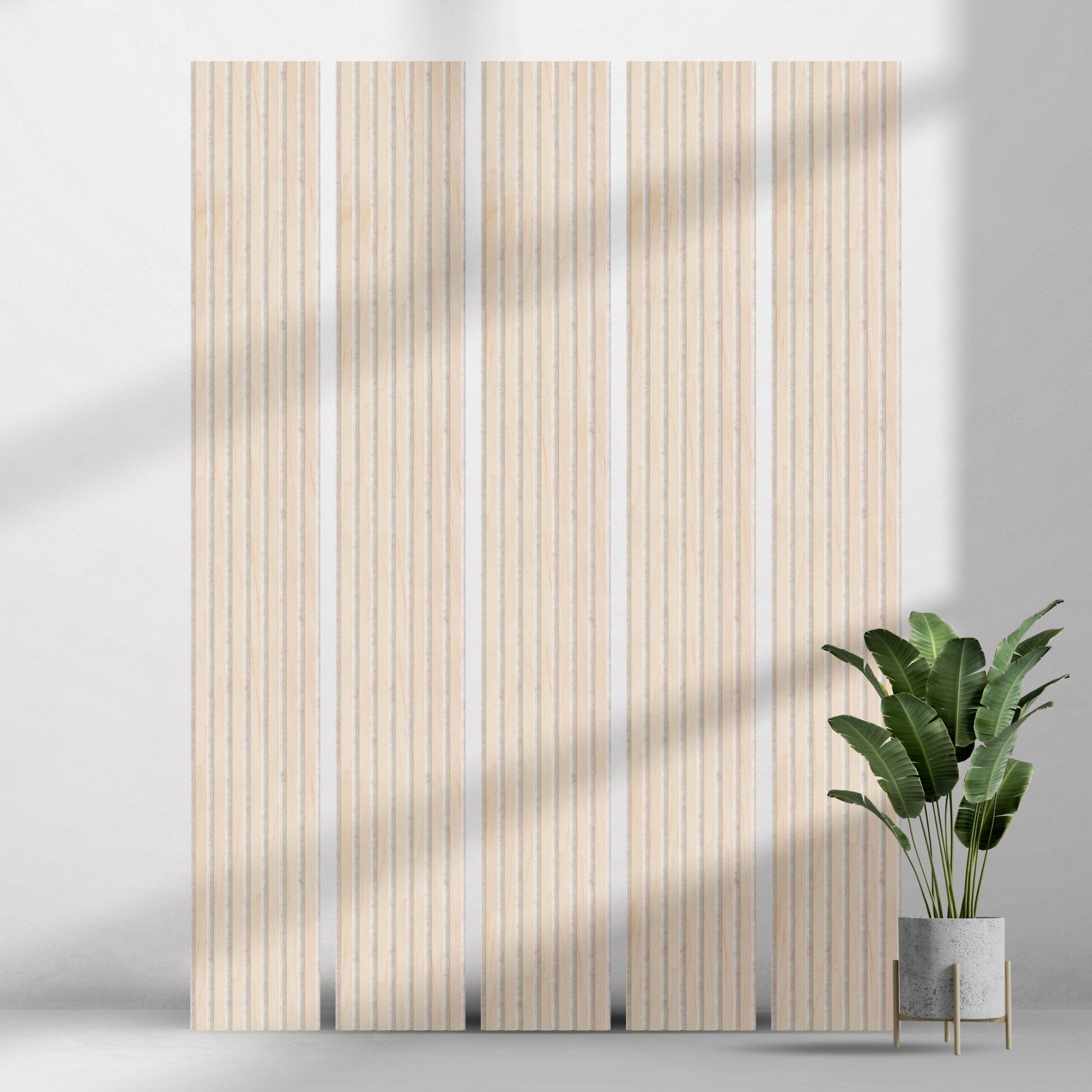 Maple 9ft 106" Wood Slat Ultralight Flexible Wall Panels‚ Beige Felt