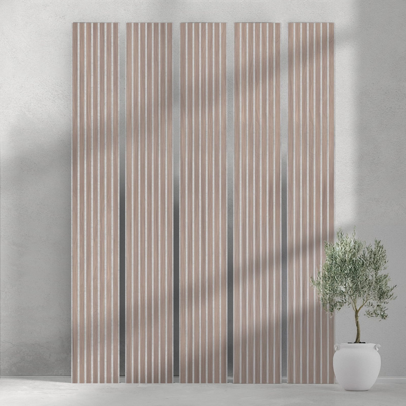 Walnut 9ft 106" Wood Slat Ultralight Flexible Wall Panels‚ Grey Felt