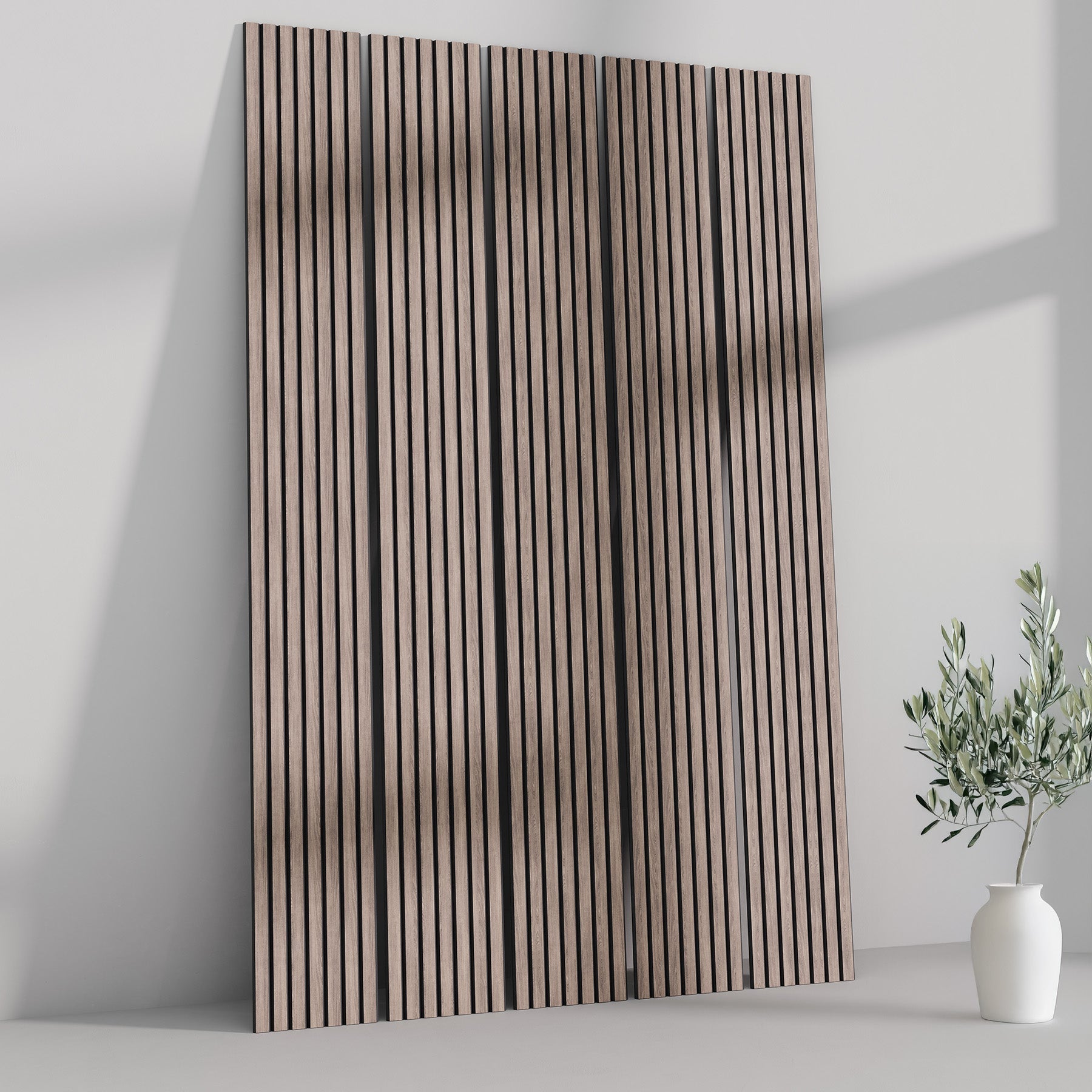 Walnut 8ft 94.49" Wood Slat Ultralight Flexible Wall Panels, Black Felt