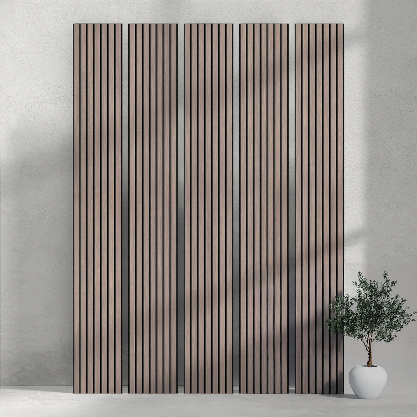 Walnut 10ft 118" Wood Slat Ultralight Flexible Wall Panels‚ Black Felt