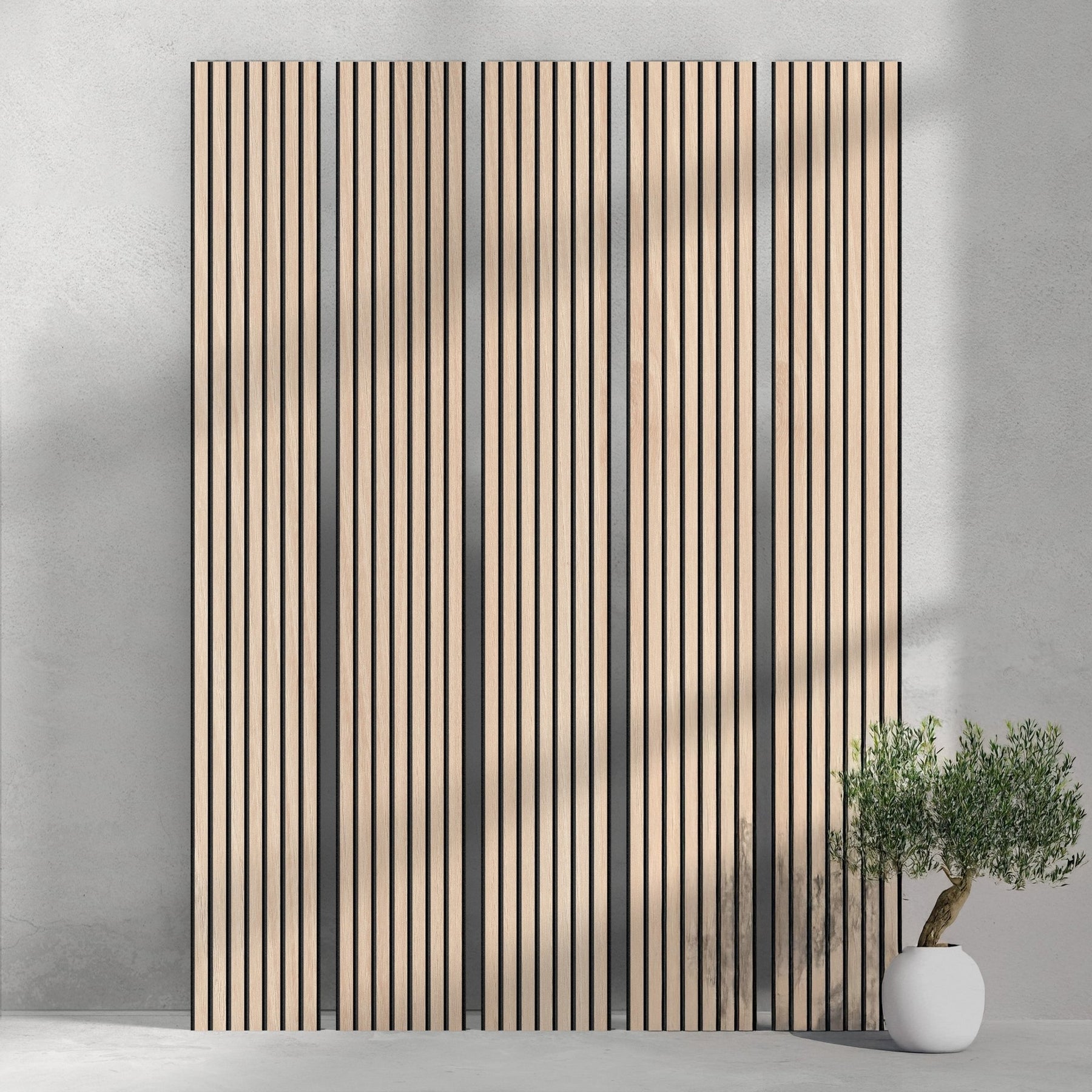 White Oak 10ft 118" Wood Slat Ultralight Flexible Wall Panels‚ Black Felt