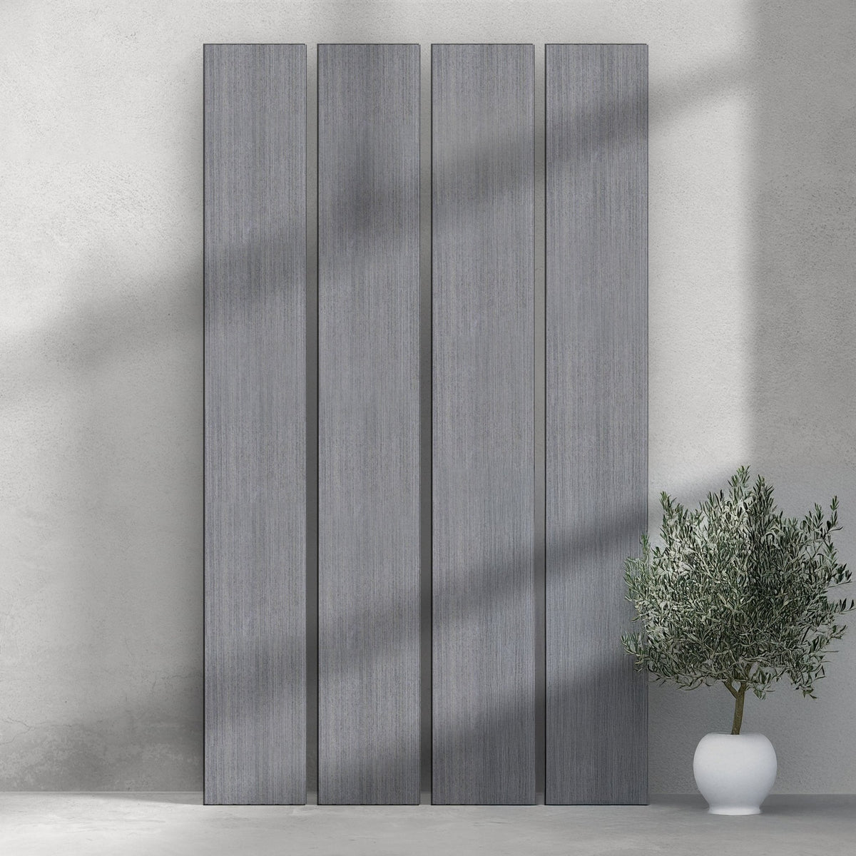 Grey Oak 8ft 94.49" Full Wood Accent Wall Panels, Black Felt