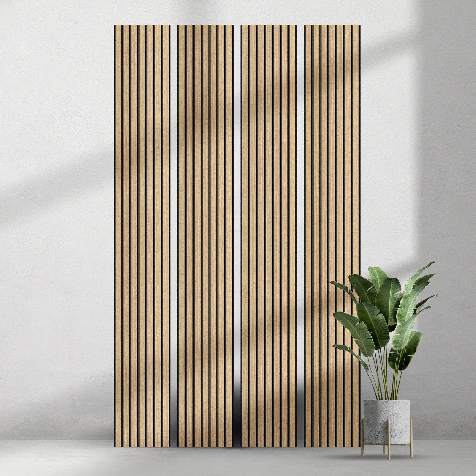 White Oak 8ft 94.49" Wood Slat Ultralight Flexible Wall Panels, Black Felt