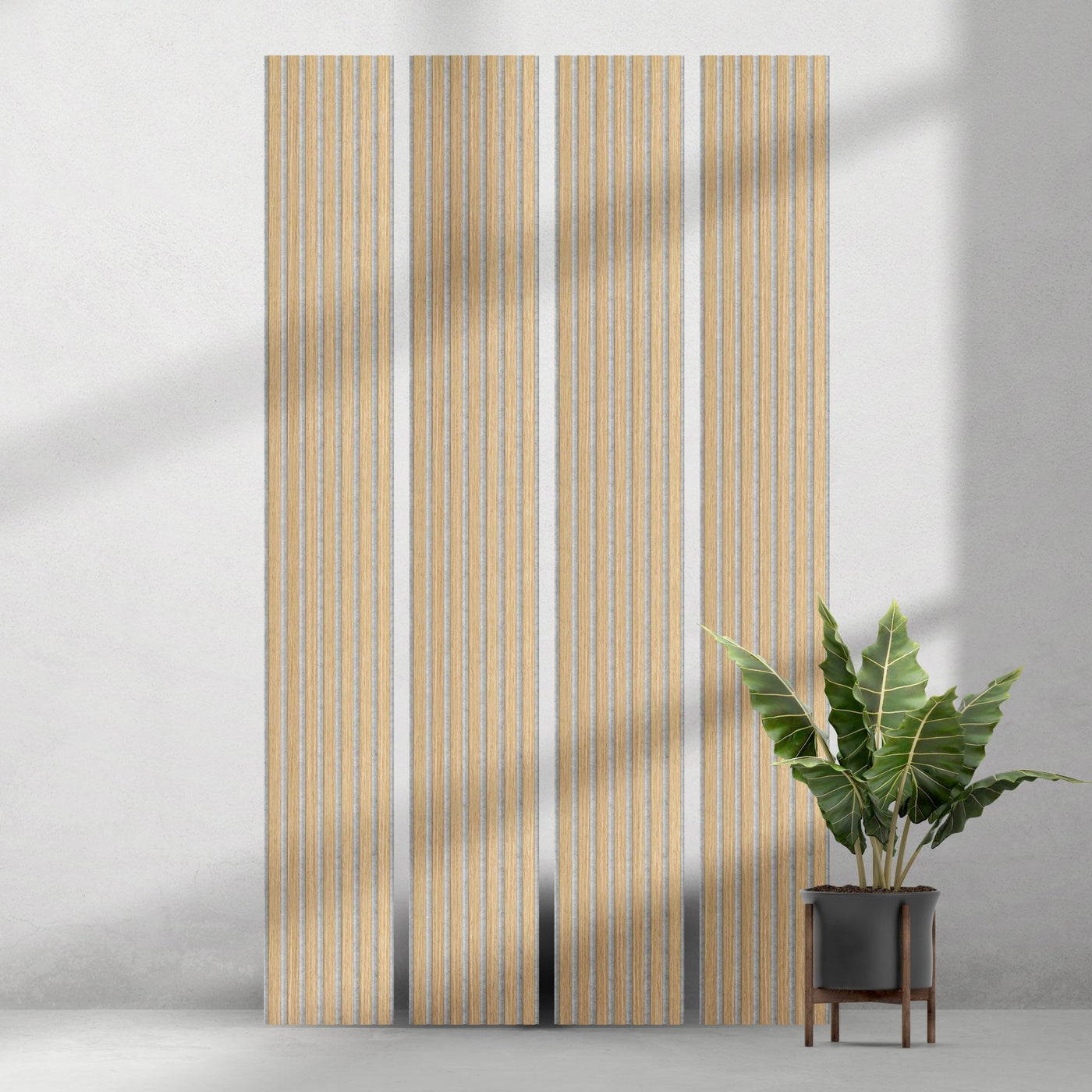 White Oak 8ft 94.49" Wood Slat Ultralight Flexible Wall Panels, Grey Felt