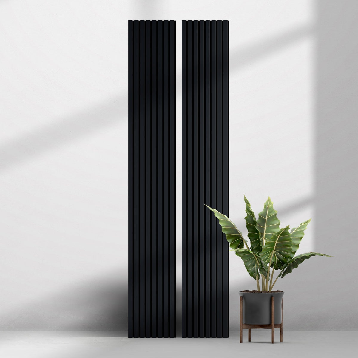 Sustainable Matte Black Modular Wall Slat Panel - Renter Friendly, Easy ...