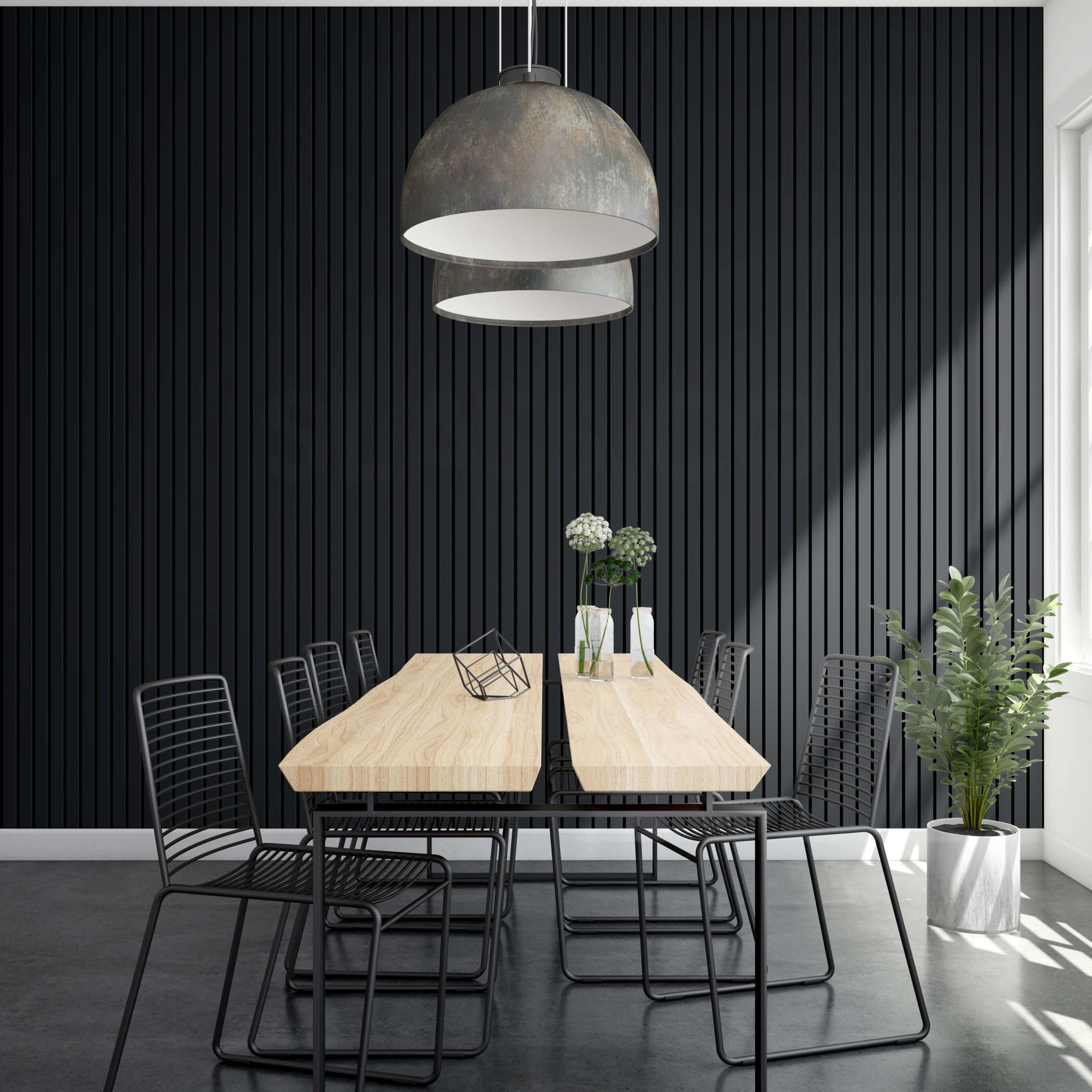 Sustainable Matte Black Modular Wall Slat Panel - Renter Friendly, Easy ...