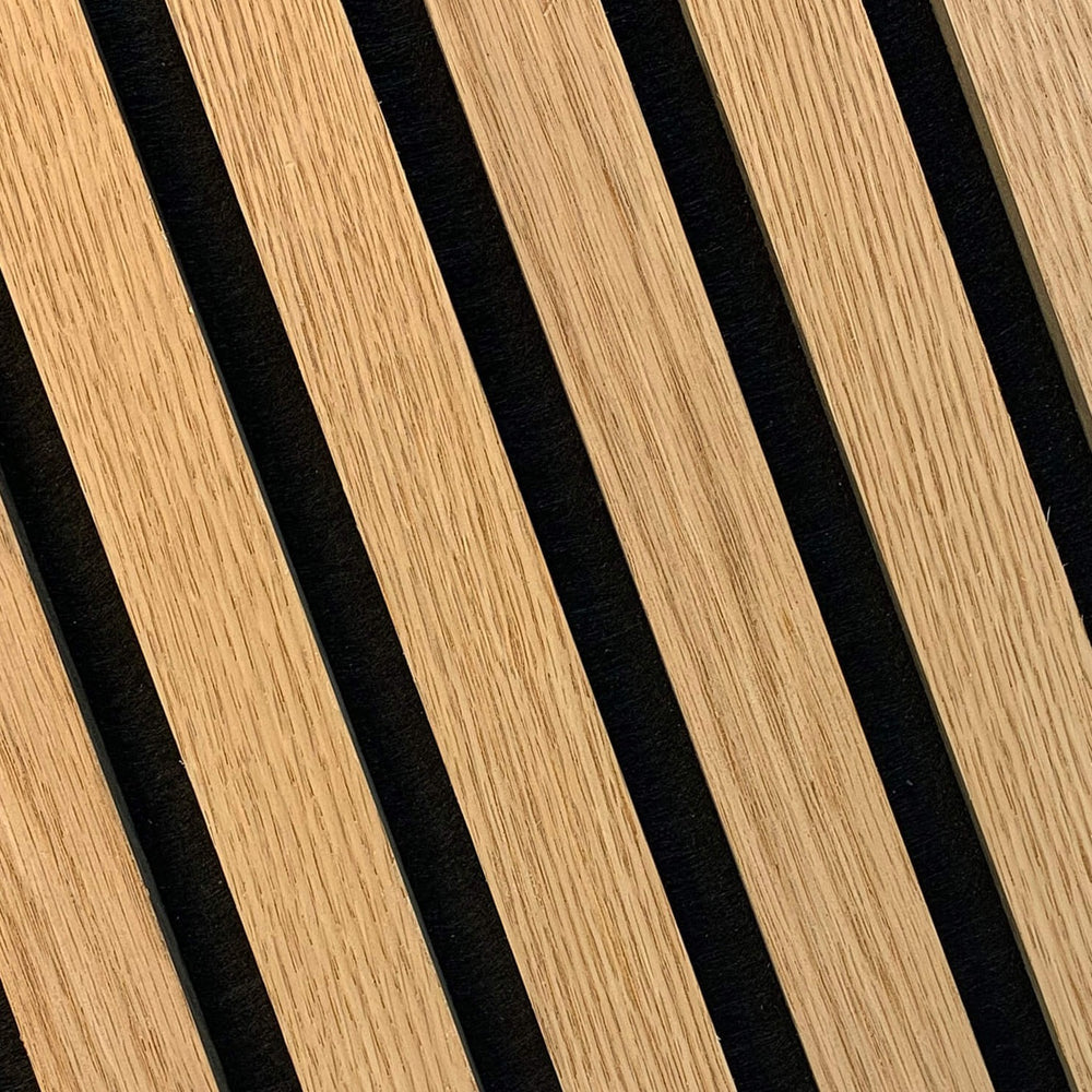 Wood Slat Acoustic Panels made with real natural Oak and Walnut finishes